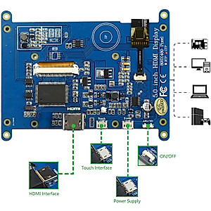 5 inch Capacitive Touch Screen for Raspberry Pi 4-800x480 Pixels HD HDMI Display Touchscreen Portable Monitor with Acrylic Case, Holder and Cables (Support Pi 3B+ & Pi 4,Windows)