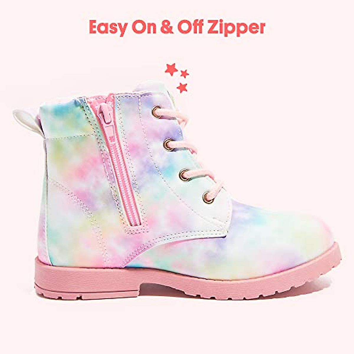 FabKids Fashion Non-Slip Ankle Boots with Easy Off On Side Zipper (Toddler Little Kid Big Kid), Rainbow, Size 2