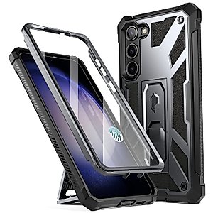 Poetic Spartan Case for Galaxy S23+ Plus 5G 6.7", Fingerprint ID, Rugged Shockproof Cover, Kickstand, Metallic Gun Metal