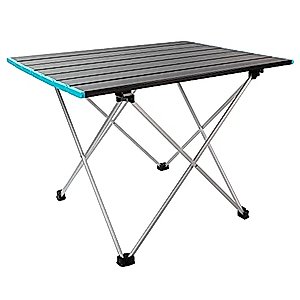 Ready Table Small Lightweight Portable Outdoor Folding Table w/Aluminum Hard Top. Useful for Beaches, Boating, Camping & More. 16x11 Portable Table w/Bag Makes for Easy Travel & Quick Setup.