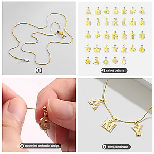 AIFOKIVO Letter C Charm Dangle 14K Golden Initial Beads, 925 Sterling Silver Customized Name Alphabet Necklace Pendant, for Cousin Couple Custom Gifts