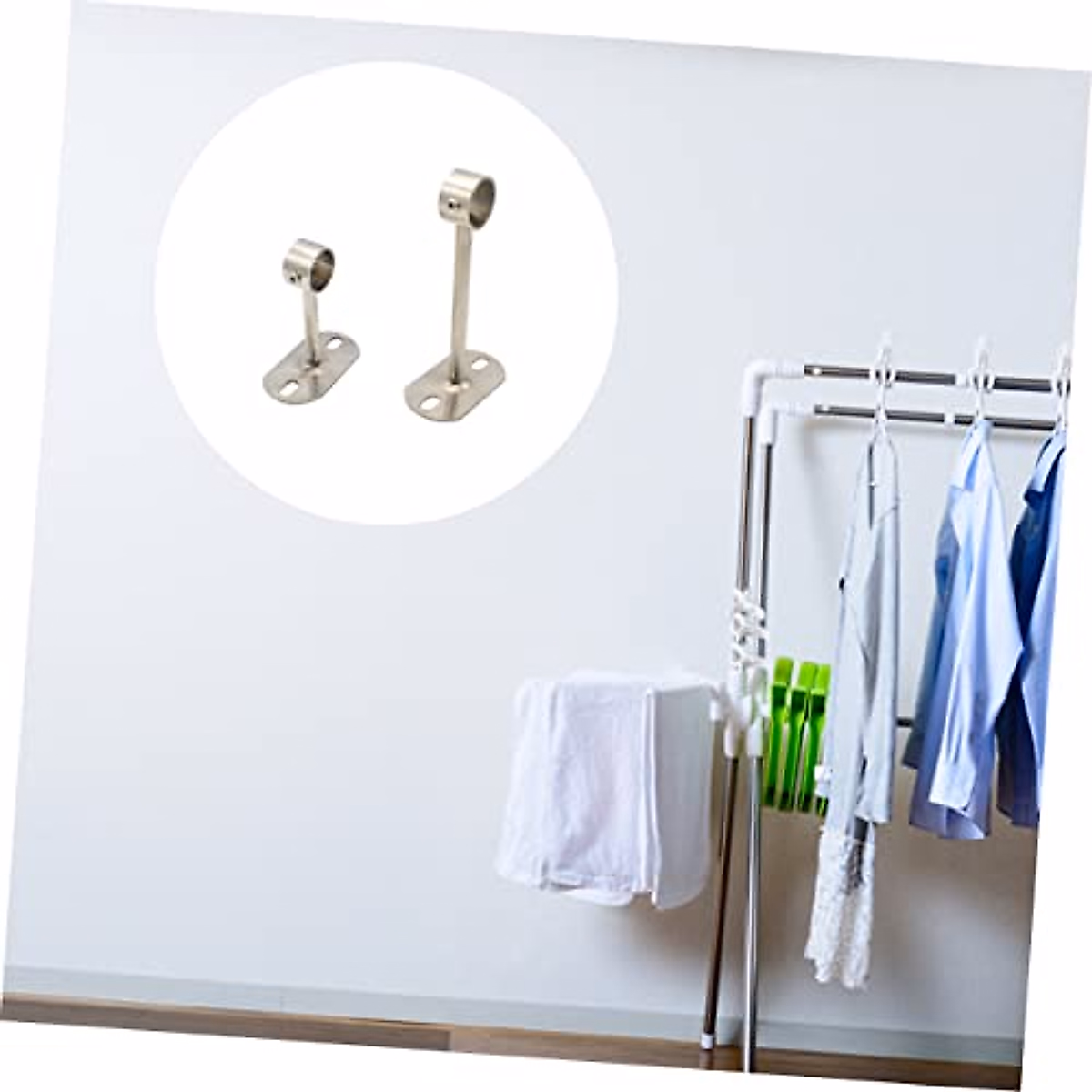 TIDTALEO 2pcs Pole Crane Shower Rod Holder Boom Stand L Brackets Heavy Duty Ceiling Mount Brackets for Curtain Rods Boom Pole Holder Closet Pole Clothes Rod Socket Bathroom Accessory Holder