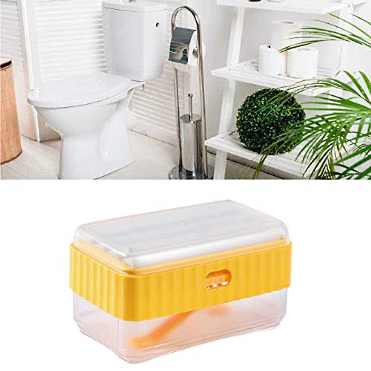 Rosvola Box, Thickened Storage Tray Lathering for Bathroom (Yellow)
