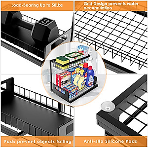 Under Sink Organizer, 2 Tire Sliding Countertop Organizer, Under Sink Storage Drawer Shelf for Kitchen Bathroom Sink Organizers and Storage