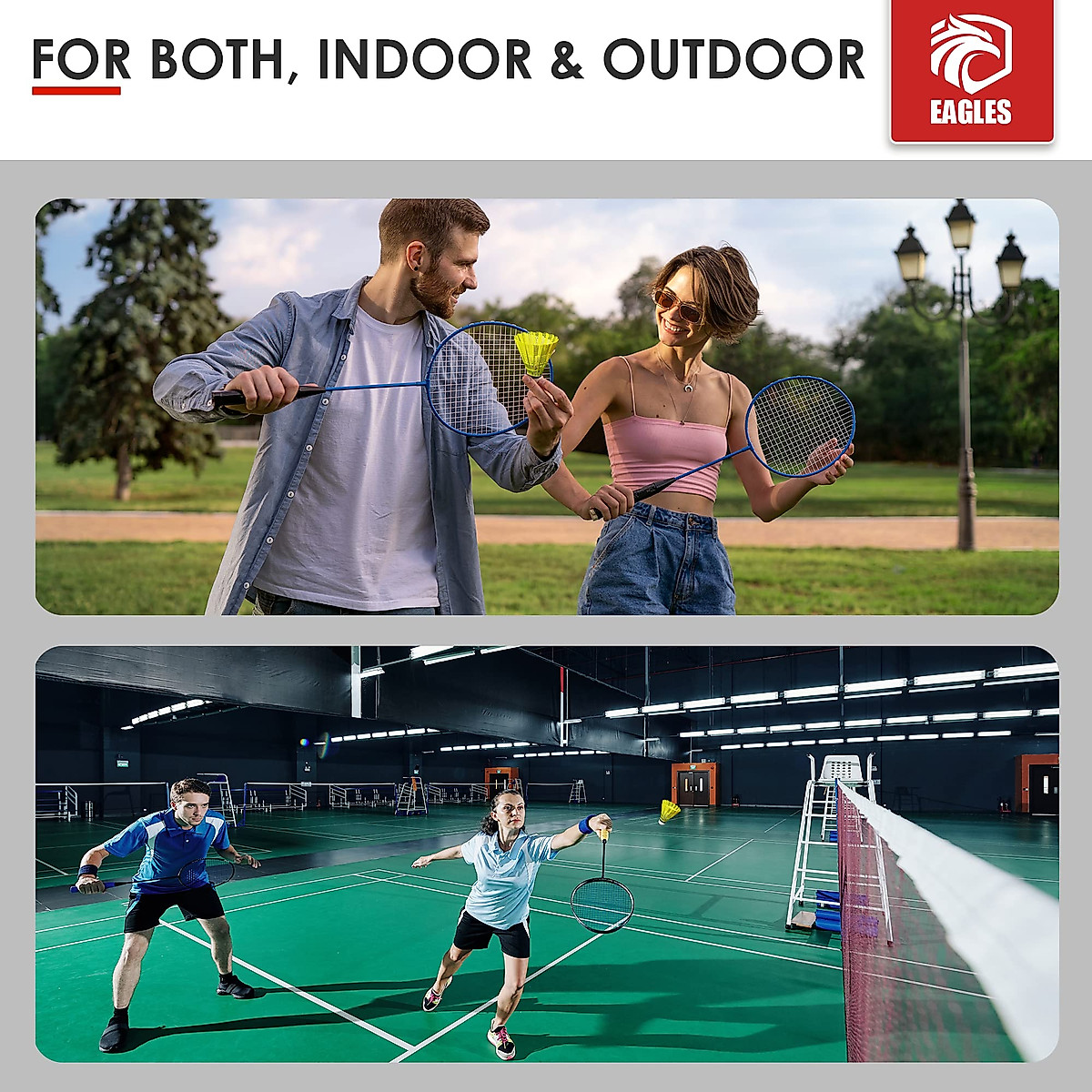 EAGLES Badminton Birdies Nylon Feather Bedminton Shuttlecocks - Plastic Birdie Ball Set for Indoor & Outdoor Baseball Practice ~ Stable & Durable Shuttle Cocks for Kids & Adults (12 Pack Yellow)