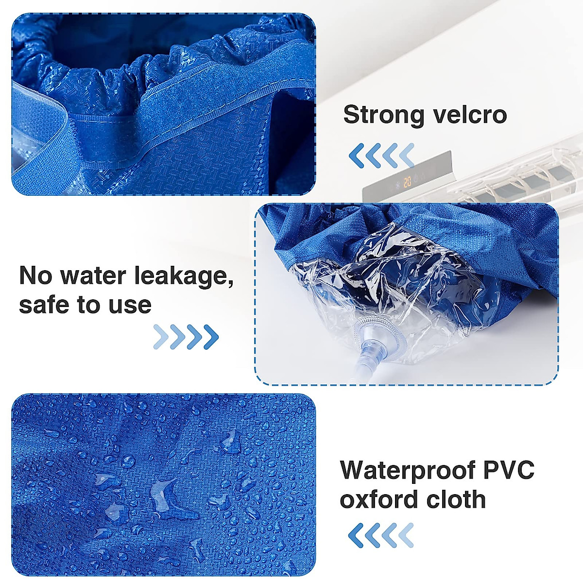 Waterproof Split Air Conditioner Cleaning Kits- Wall Mounted Air Conditioning Dust Washing Clean Cover with 9.2ft Water Pipe Support Plates Air Conditioner Service Bag for Household AC Units (Size L)