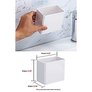 Floating Shelf Wall Mounted Plastic Storage Organizer Bin, Makeup Organizer Adhesive Bathroom Organizer Ledge Shelf for Home Decor, Kitchen, Bathroom, Office, Bedroom, Room - 4.33"x2.56"x3.74" - White