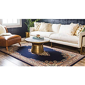 Unique Loom Reza Collection Traditional Persian Style Area Rug, 6 x 9 ft, Navy Blue/Ivory