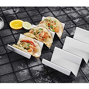 Taco Holders Stainless Steel Set of 2 for Taco Tuesday Taco Night - Sturdy, Easy to Clean & Restaurant Quality Taco Holder Stand - Taco Stands for 3 Tacos - Holds Large Small Hard Soft Shell - 2 Packs