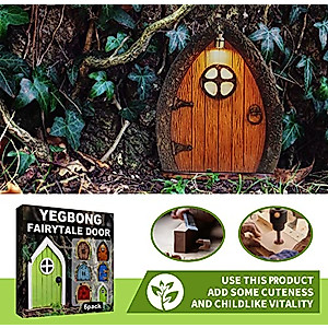 GDDFZ 6 Pcs Fairy Door for Trees, Miniature Fairy Garden Outdoor Decor Accessories