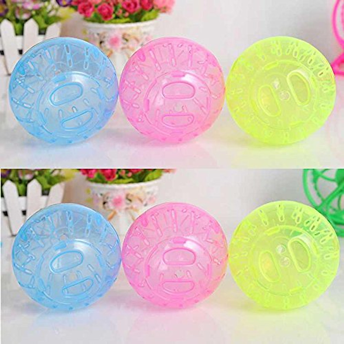 Giveme5 Pack of 3 Plastic Mini 4 inch Small Run Exercise Ball for Cute Hamster Gerbil Rat Mice Pet Jogging Play Toy (Color Random)