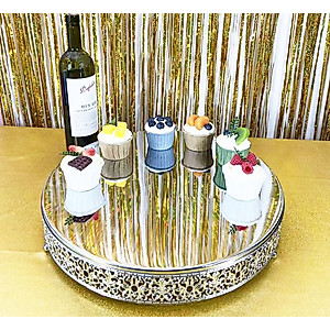 FEICTPOX Cake Stand, Metal Round Cupcake Dessert Stand Cake Display Holder Cookies Fruit Serving Tray Decor for Wedding Party Birthday Baby Showers Anniversary (16in, Silver,Hi-Q)