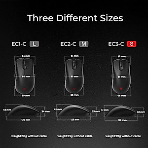 BenQ Zowie EC3-C Ergonomic Gaming Mouse | Professional Esports Performance | Lighter Weight | Driverless | Paracord Cable | 24-Step Scroll Wheel | Matte Black | Small Size