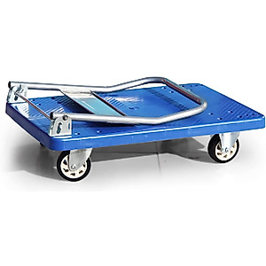 ELEFOCUS Flatbed Hand Cart Platform Truck with Silent Wheels Foldable Handle Plastic Deck Push Cart for Home(Size:72 * 60-330lbs)