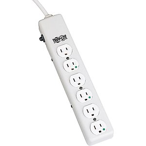 Tripp Lite Safe-IT Medical-Grade Power Strip, 6 Hospital-Grade Outlets, UL 1363 Certified, 1.5 Ft / 0.45M Cord, Life Limited Manufacturer's Warranty (PS-602-HG)