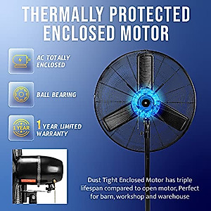 Tornado 30 Inch Commercial Industrial Oscillating Stationary Waterproof Pedestal Electric Fan cETL Safety Listed - 2 Years Limited Warranty