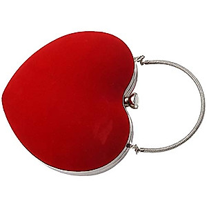 shyness Heart Diamonds Women Bags Chain Shoulder Purse Day Clutches Bags For Party Wedding(Red)