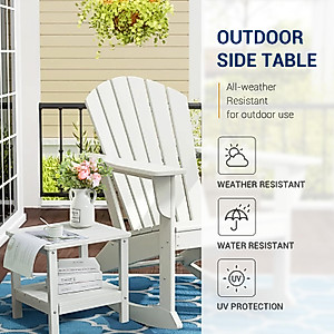 UDPATIO Outdoor Side Table for Patio, 2PCS 19 x 16 inches Adirondack Table Poolside Patio Table, HDPE End Table for Outside Backyard Pool Indoor Companion, 2 Tiers