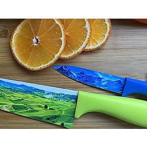 Golden Coast Cutlery Colored Kitchen Chef Knife Set - Beautifully Designed Razor-Sharp Large and Small Cooking Knives with Non-Stick Surface Finish and Gift Box