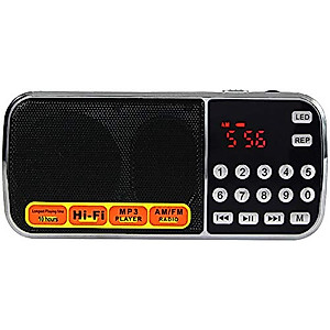 AM FM Portable Pocket Radio Music Player Support Micro SD/TF Card USB Slot (Red)