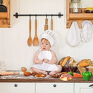 5 Pcs Baby White Chef Costume Newborn Photography Uniform Outfits Hat Apron Carrots Rolling Pin Infant Cooking (5-12 Month)
