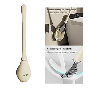 Wall Mountable Toilet Brush Long Handled Bathroom Cleaner With Flexible Silicone Brush Head Bathroom Toilet Brush Set Orange Toilet Brush Blue Toilet Brush White Toilet Brush Adhesive Hook For Toilet