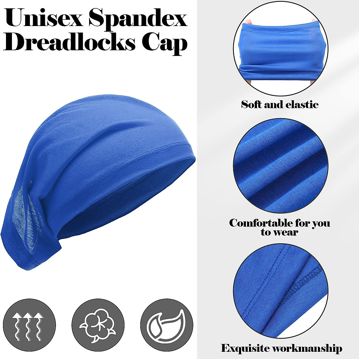 16 Pieces Unisex Dreadlock Cap Spandex Loc Elastic Dread Durag Tube Dread Cap Long Dreadlock Hair Cover for Men Women
