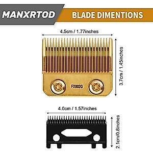FX802G Replacement Blades Compatible with BaBylissPRO FX870/FXF880/FX810/FX825/FX673N Clippers, DLC Replacement Taper Blades for BaByliss Clipper Blades, Gold