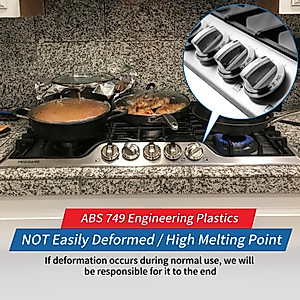 Upgraded A03546301/02/03 5304525746 5304504839 Gas Cooktop Knobs for Frigidaire Stove, Laser Engraving Sign Knob for Frigidaire Cooktop FFGC3026SS FFGC3626SS (Long Stem, Size:2.24IN, Material:ABS749)