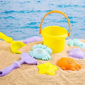 3 otters Beach Toys Set, Baby Beach Toys Beach Shovels RakesTool Kit Sand Bucket Boys and Girls Beach Toys Set 9PCS