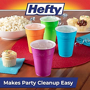 Hefty TKctPv Plastic Party Cups, Assorted Colors, 16 Ounce, 100 Count