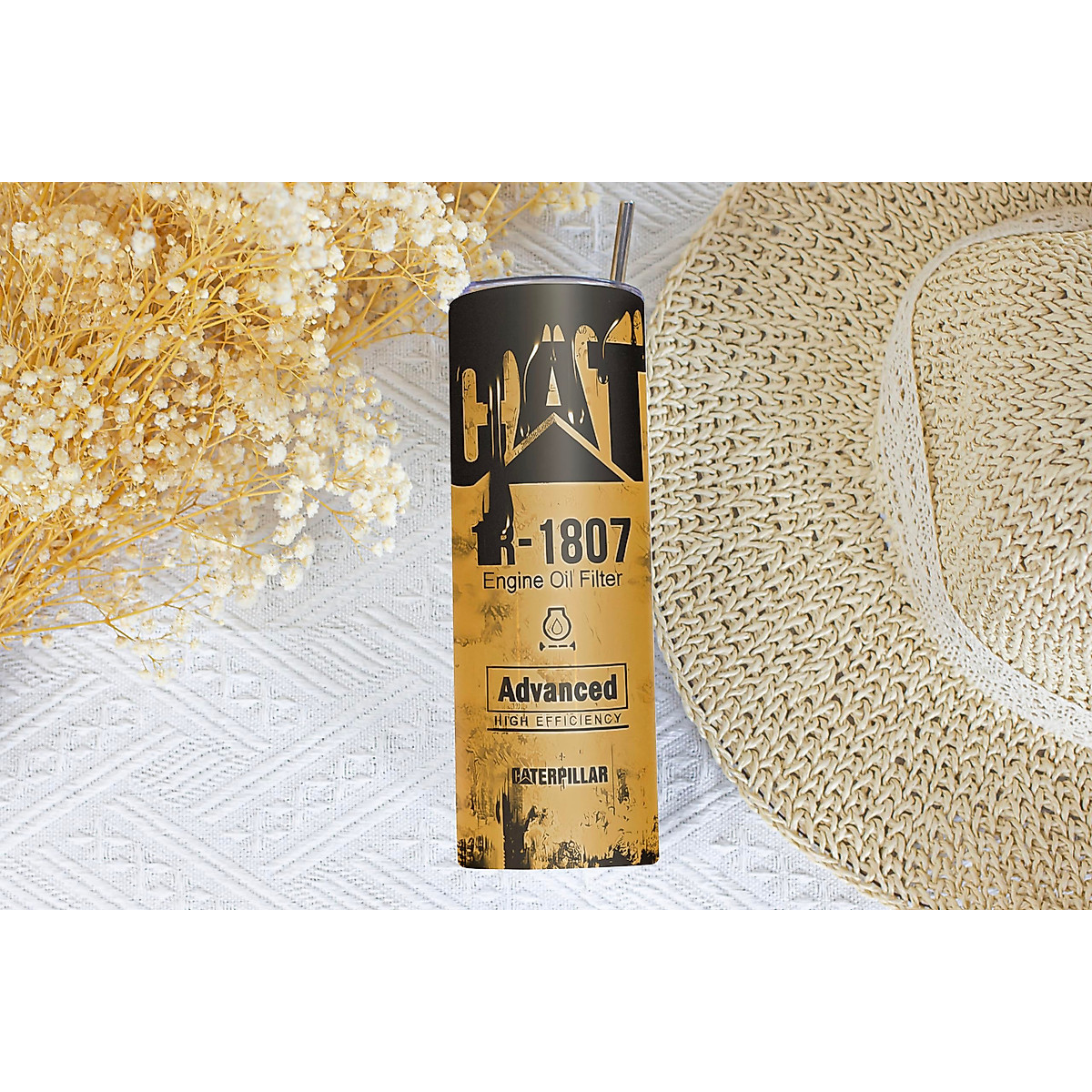 Caterpillar 1R-1807 Advanced High Efficiency Engine Oil Filter, Black and Yellow