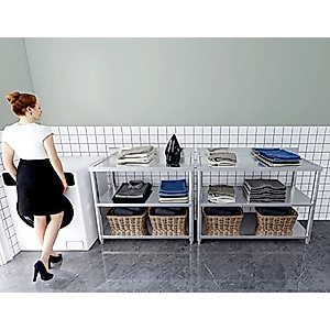 Heavy Duty Free Standing Stainless-Steel Commercial Restaurant Kitchen Work Table, Prep & Utility Workbench with Double Storage Shelves Rack Indoor Outdoor (47.2in)