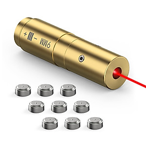 Feyachi Bore Sight 9mm Red Dot Laser Zeroing Bore Sighter Pistol Laser Boresighter with 3 Sets of Batteries