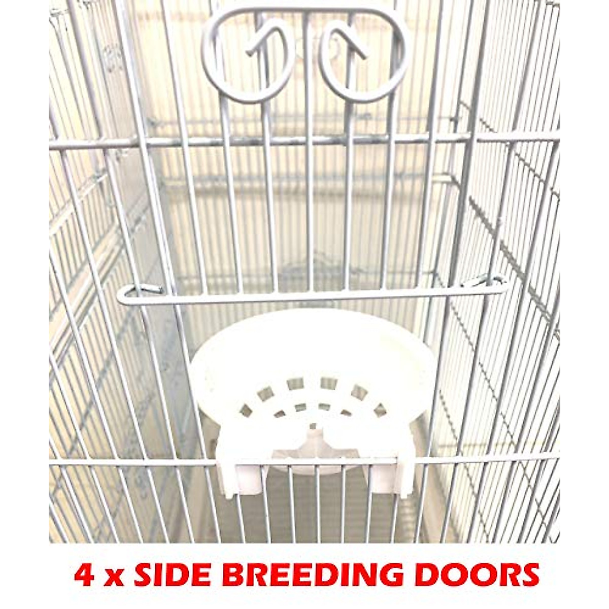 62" Rolling Bird Cage Canary Parakeet Cockatiel Lovebird Finch Perch with Stand (White, with Toy)