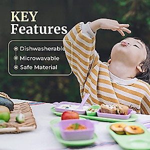 NESTIQUE Silicone Plates for Baby & Toddlers, Divided Plates Design | Microwave & Dishwasher Safe, BPA Free Toddler Plates, Baby Food Tray | Baby Kids Modular Plates Mint