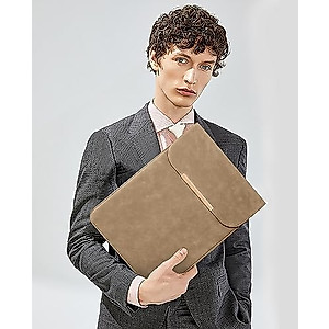 KALIDI 13.3-14 inch Laptop Sleeve Case Faux Suede Leather for 13.3 13.5 13.6 14 inches MacBook Air Pro Retina 13"-14" Surface Pro with Pouch