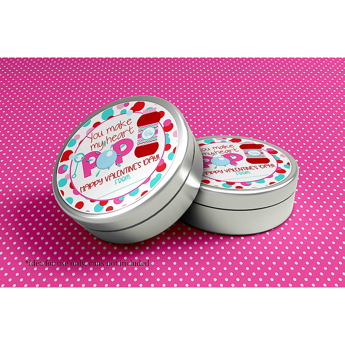 You Make My Heart Pop Bubble Themed Valentine Party Favor Sticker Labels for Kids, 40 2" Party Circle Stickers by AmandaCreation, Great for Classroom Valentines, Envelope Seals, Gifts & Treats