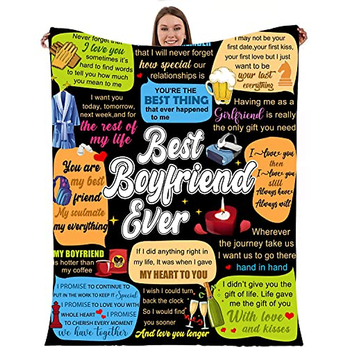 tgruihm to My Boyfriend Blanket, Gifts for Boyfriend, Birthday Gifts for Him, Boyfriend Blanket 50"x60" Super Soft Cozy Flannel Throw for Men, Funny for Boyfriend