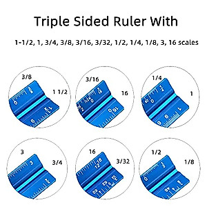 3 Pack Architectural Scale Ruler, YIFARUBE 12"/ 6" Aluminum Architect Triangular Ruler, Professional Measuring Kit for Architect, Civil Engineer & Draftsman (Black, Red & Blue)