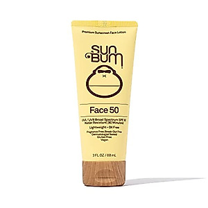 Sun Bum Original SPF 50 Sunscreen Face Lotion | Vegan and Reef Friendly (Octinoxate & Oxybenzone Free) Broad Spectrum Fragrance-Free Moisturizing UVA/UVB Sunscreen with Vitamin E , Yellow , 3 oz