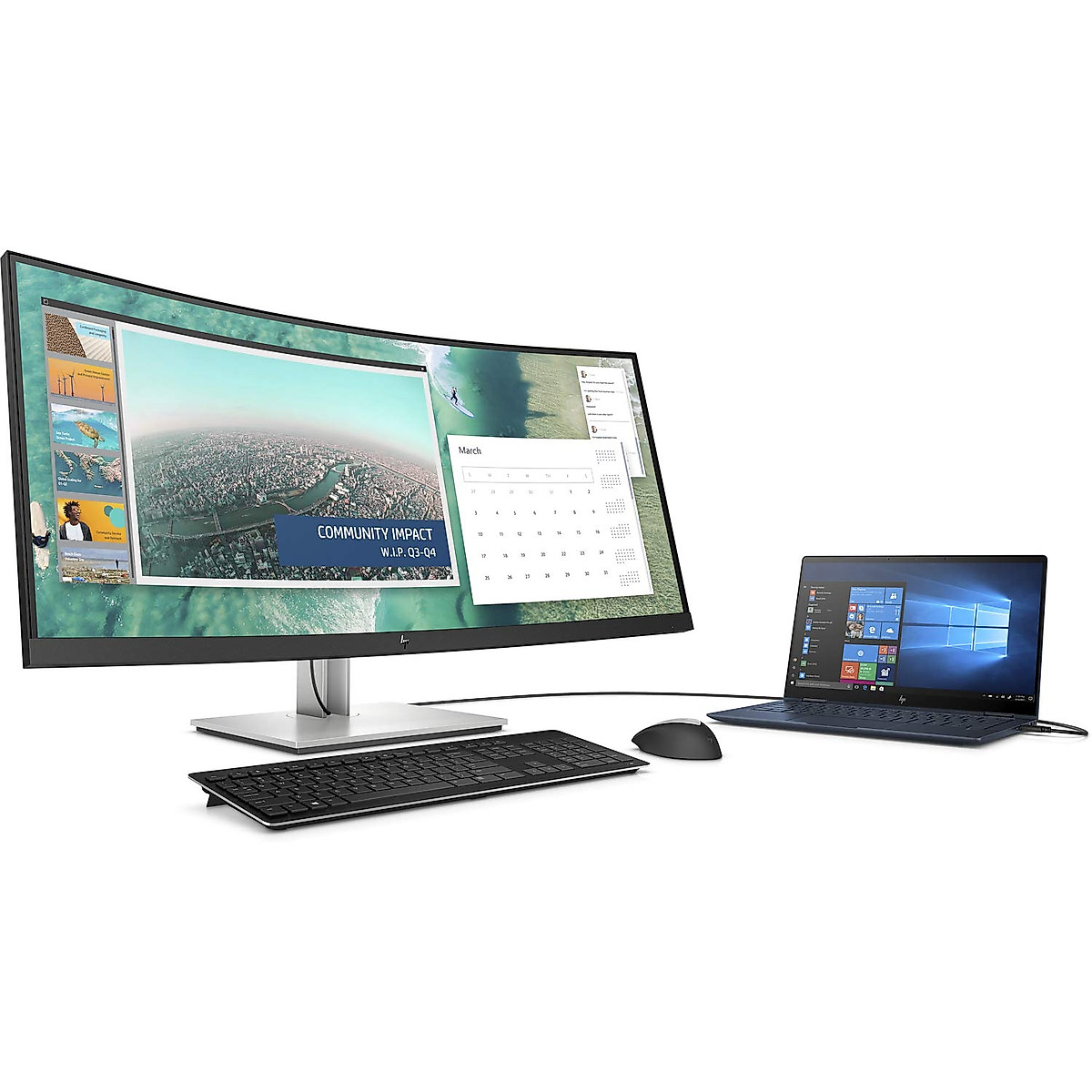 HP E344C 34" 21:9 VA LED Monitor, Black