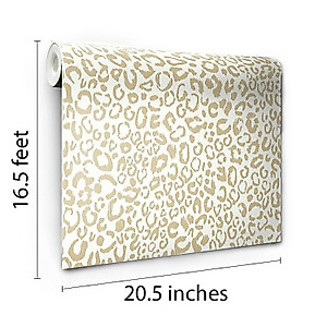 RoomMates RMK10700WP Metallic Gold Leopard Peel and Stick Wallpaper, 20.5" x 16.5 feet