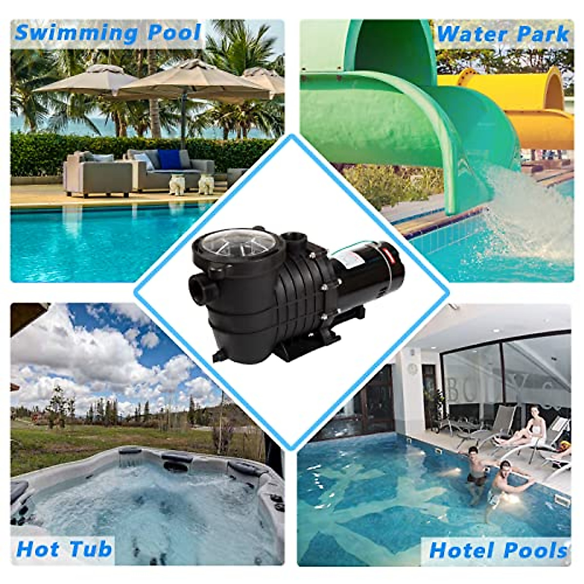 TOPWAY 2HP 110v Swimming Pool Pump 111GPM Filter Garden lnground and Above Ground Pools Water Pump