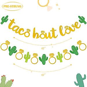 Taco Bout Love Banner Gold Glitter Bachelorette Wedding Engagement Bridal Shower Backdrop Mexican Fiesta Themed Party Supplies Decorations 2 Set