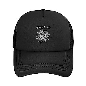 CASOWAT Alice Rock in Chains Band Mesh Baseball Cap for Men Women Adjustable Snapback Caps Summer Trucker Hat Black