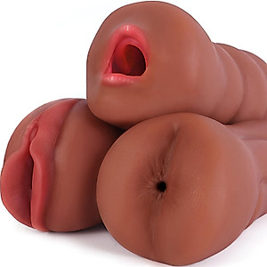 Sexy Slave Sex Toys Male Pocket Pussies Sex Toy - Trio Pack of 3 Mouth Sex Doll, Vagina Blowjob Male Masturbator, Anal Flesh Light, Silicone Stroker for Mens Pleasure, Consoladores Sex Toys for Men