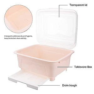 Operitacx Baby Bottle Drying Rack Kitchen Drain Rack Dish Drying Rack Bowl Chopsticks Drainer Holder Dishes Organizer Tableware with Lid Cover for Restaurant Kitchen Home (13x10.2x7.9 inch)