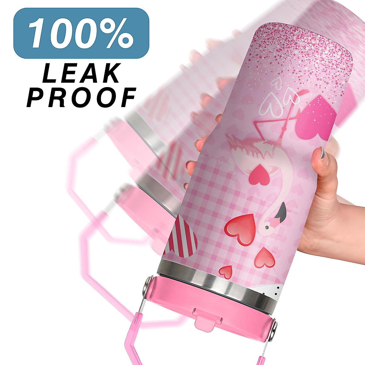 30oz Insulated Flamingo Tumbler with Handle, Featuring a Leak-proof 2-in-1 Lid and Straw, a Vacuum-insulated Travel Coffee Mug, Portable Stainless Steel Water Bottle, Suitable for Both Women and Men