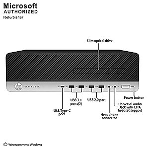 HP EliteDesk 800 G3 Small Form Factor PC, Intel Core Quad i5 6500 up to 3.6 GHz, 16GB DDR4, 1TB SSD, WiFi, BT 4.0, VGA, DP, Win 10 Pro 64-Multi-Language Support English/Spanish/French(Renewed)